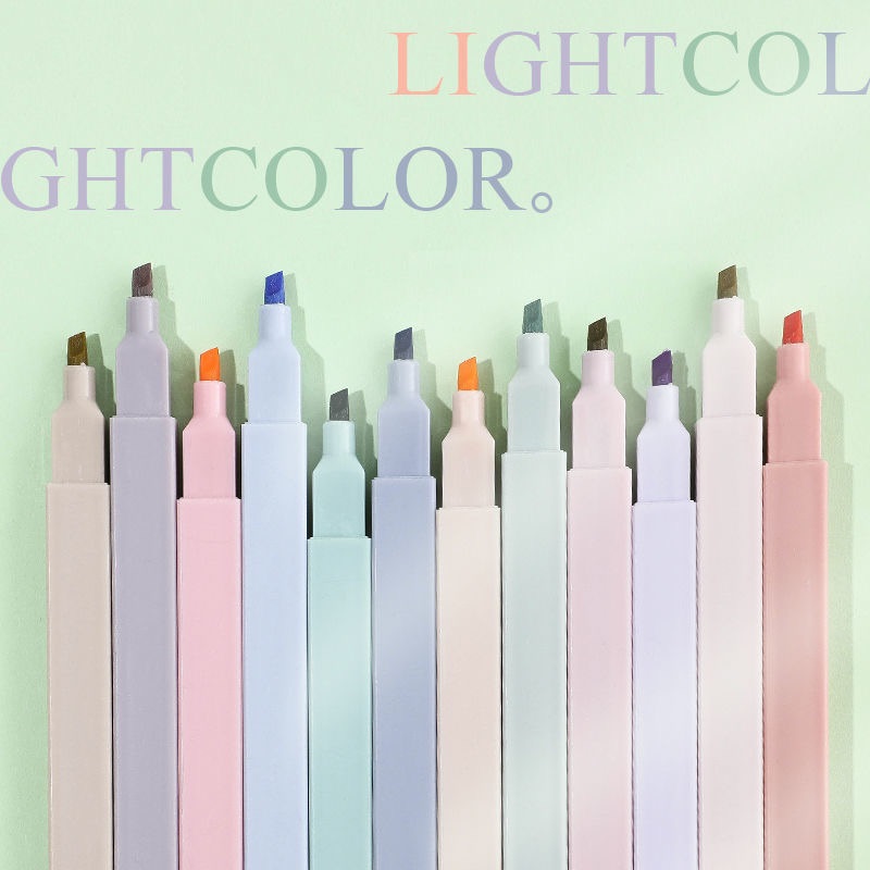12pcs Light-colored Highlighter Marker Set, For Drawing, Key Points ...