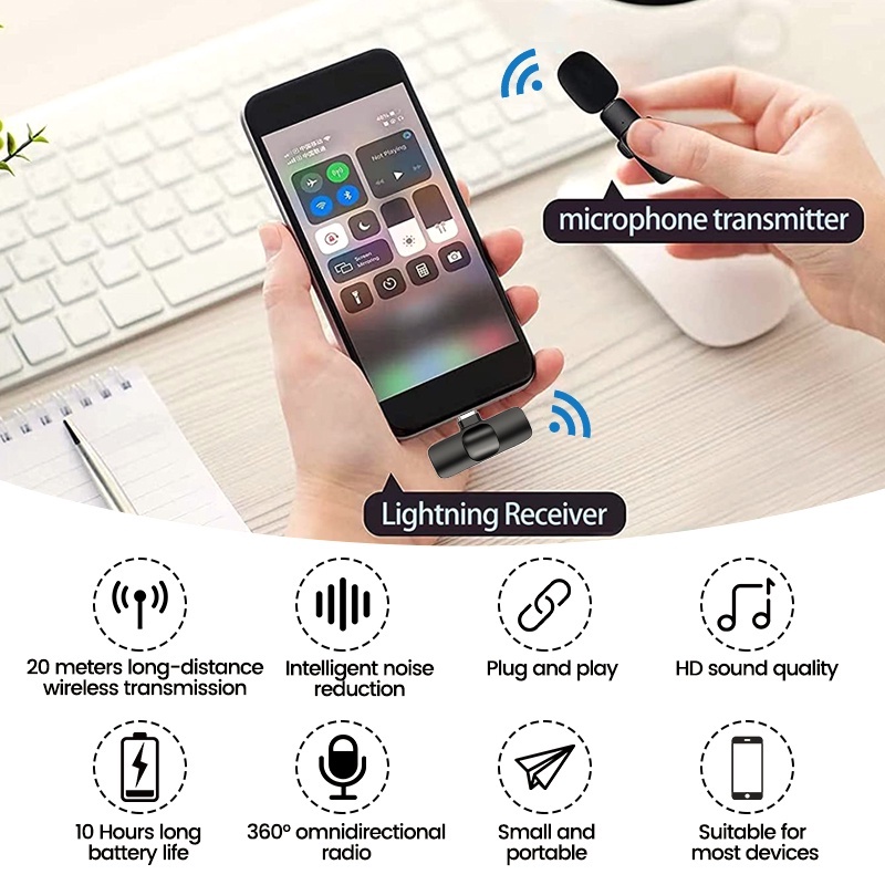 (Local Shippment) K9 Wireless Lavalier Microphone for Phone Vlog Live ...