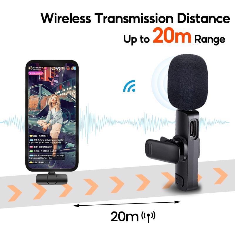 (Local Shippment) K9 Wireless Lavalier Microphone for Phone Vlog Live ...