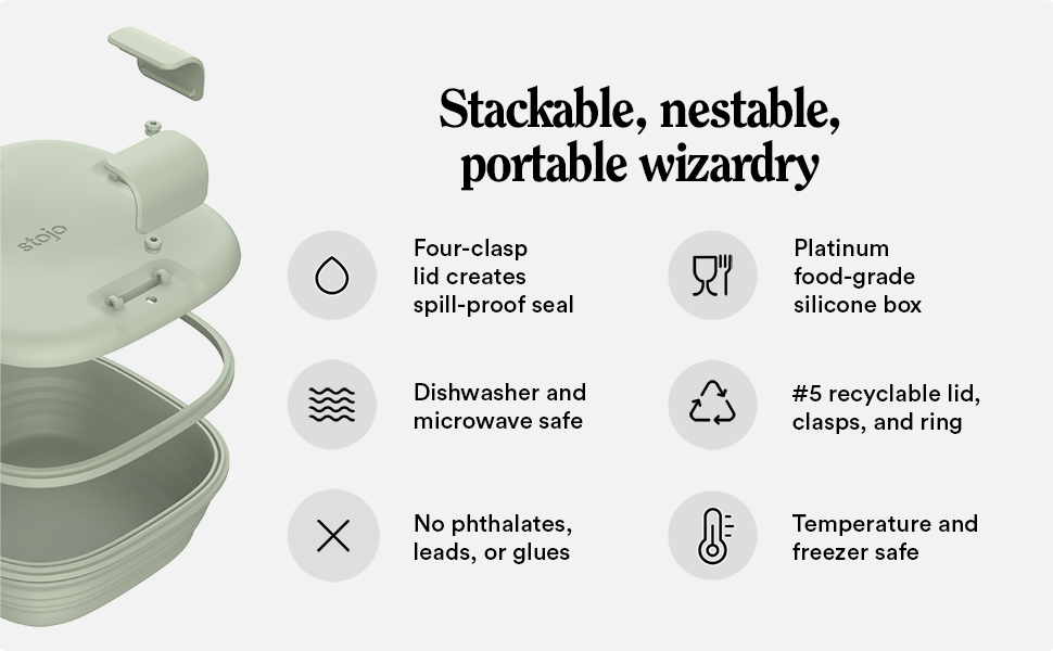 GF Collapsible Silicone Lunch Box Microwave Safe for Travel - bpa Free ,Leak Proof Foldable ...