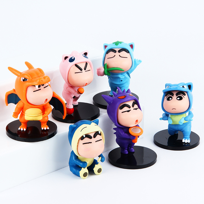 6Pcs/Set Anime Pokemon Crayon Shin-chan Cosplay Snorlax Gengar ...