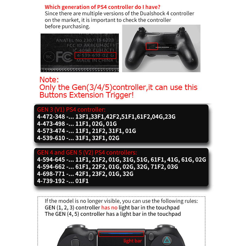 Bent L2 R2 Buttons Triggers Extender Kit For PlayStation 4 PS4/PS4 Slim/PS4 Pro Game Controller ...