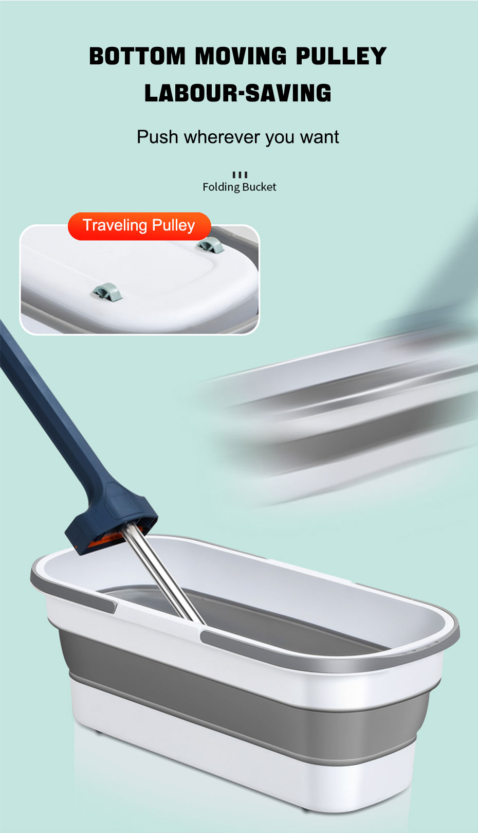 Foldable Mop Bucket For All Type Of Cleaning Mop, Large Capacity ...