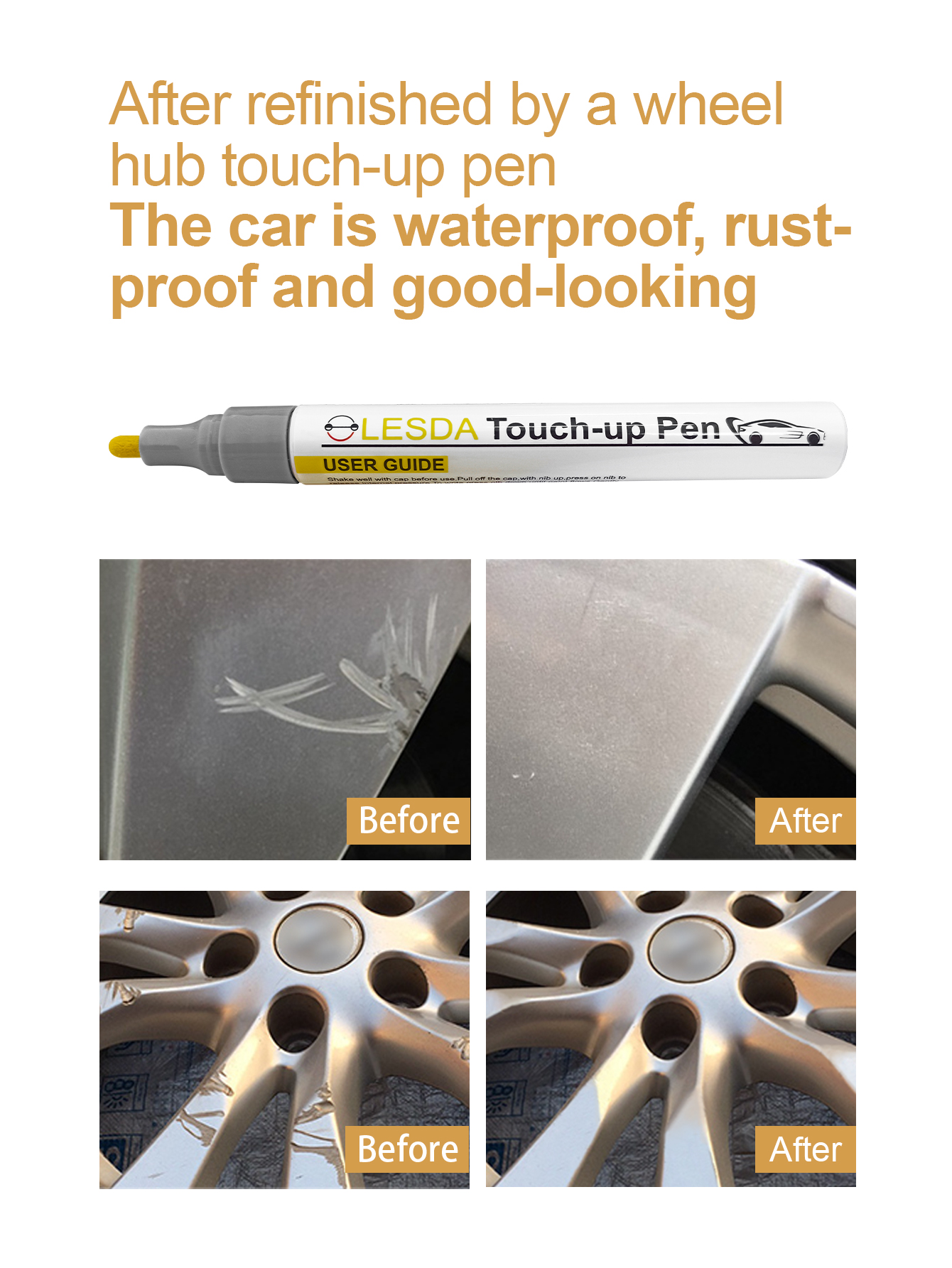 Rim Touch Up Paint - Quick and Easy Repair for Curb Rash and Wheel ...