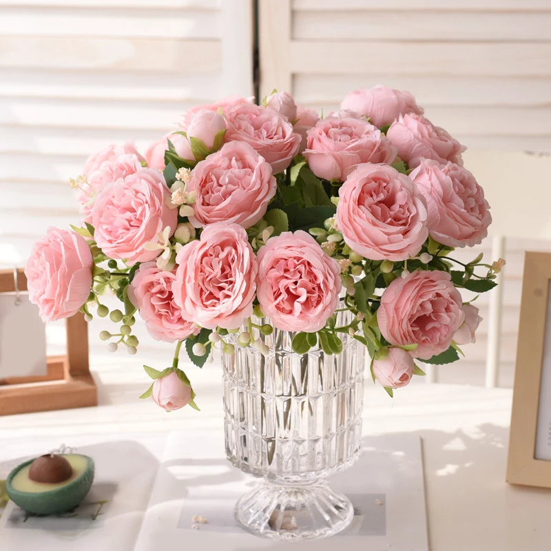 Artificial Silk Flowers Bouquet – Realistic Fake Floral Arrangement ...