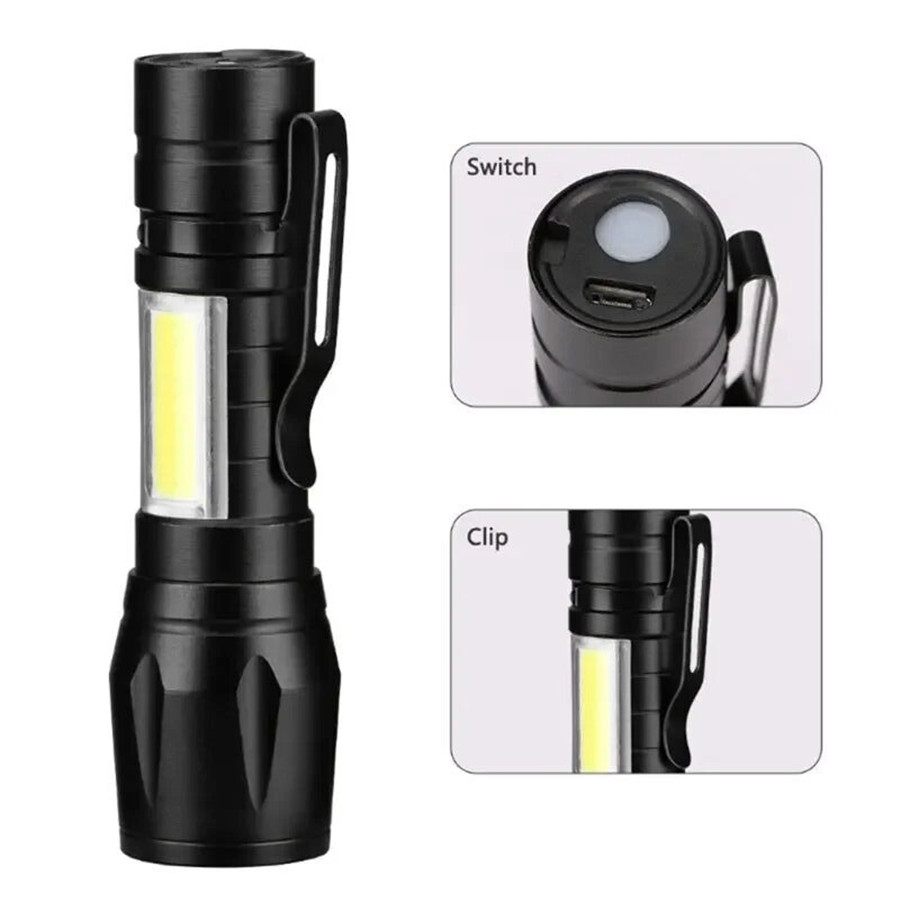Mini LED USB Charge Flashlight COB+XPE Portable Torch Camping Lantern ...