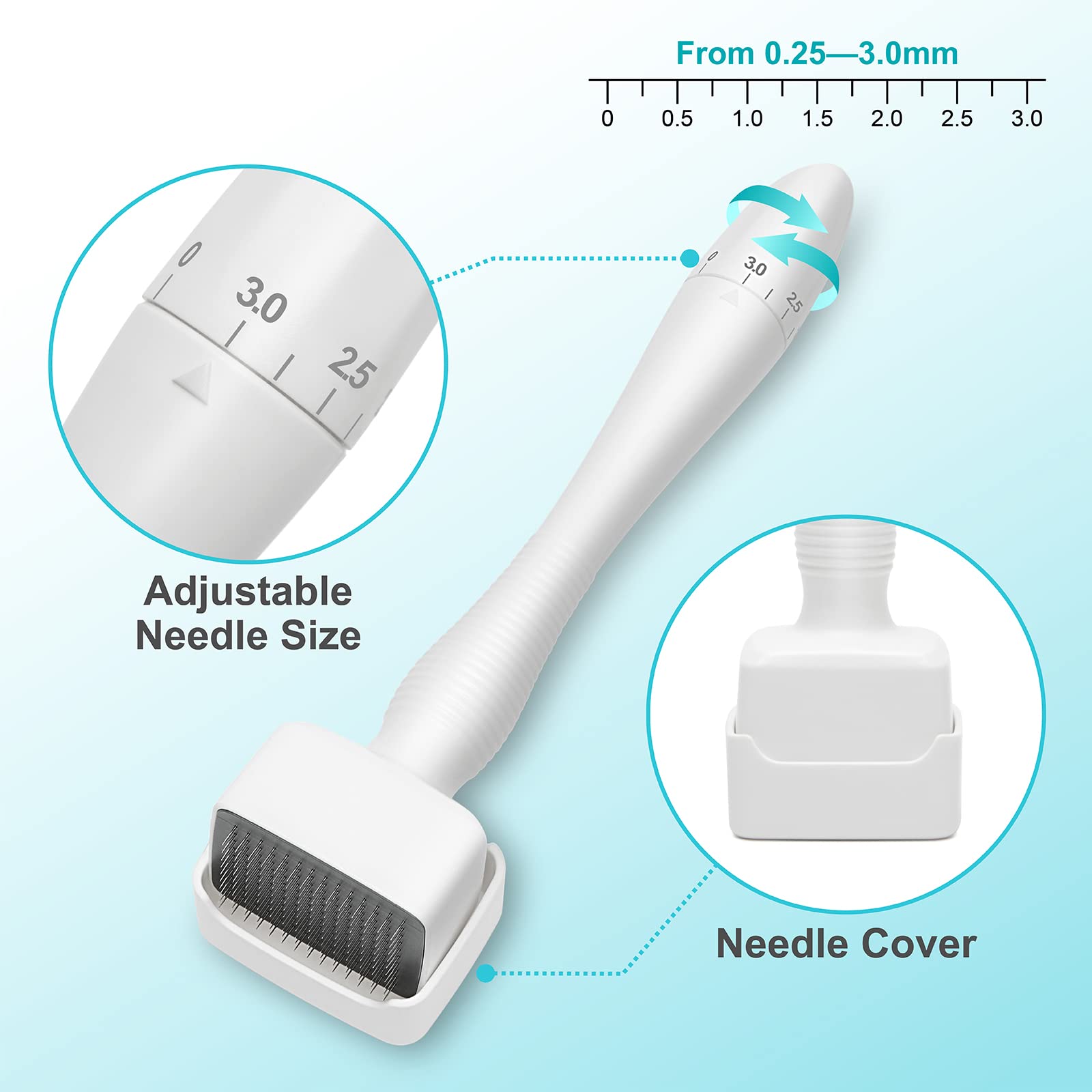 【Local Delivery】Adjustable 140Pins Micro Needle Derma Stamp 0-3mm ...