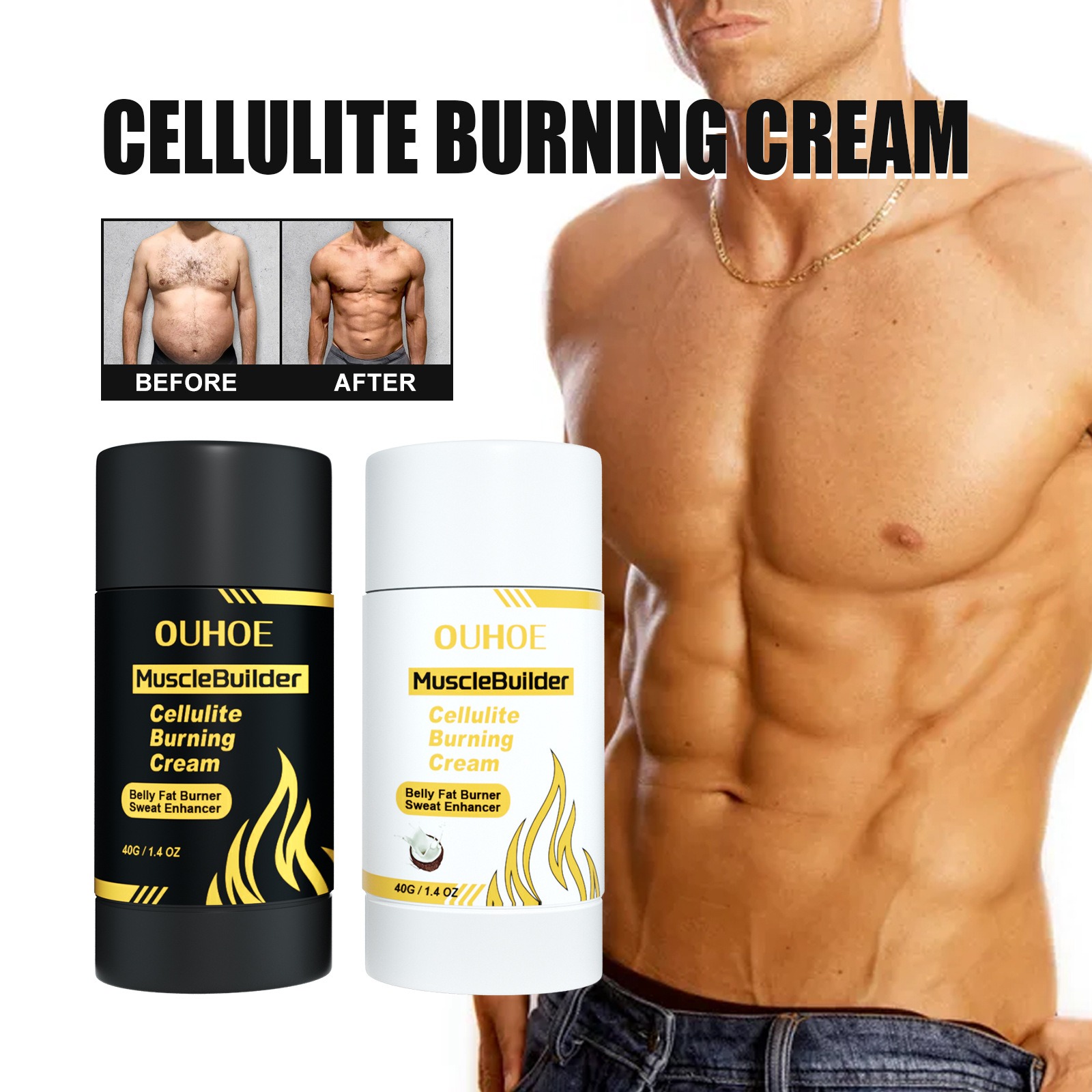 OUHOE MuscleBuilder Cellulite Burning Cream Abdominal Fat Burning Cream ...
