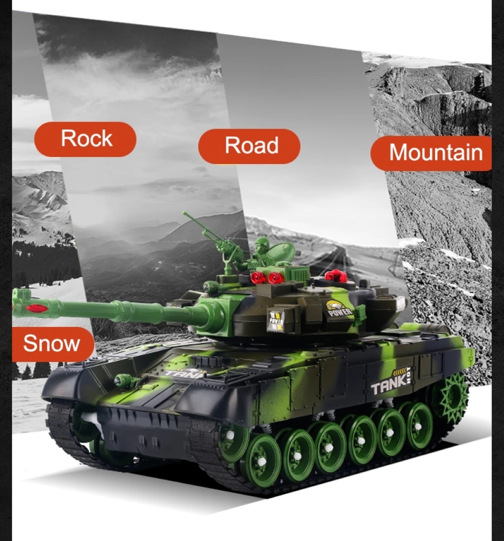 Big 44CM RC Tank Boy Gift Toy Military Vehicle Toy Lighting Off-road ...