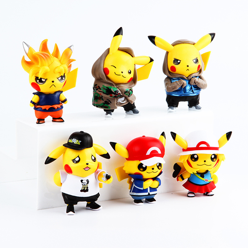 6Pcs/Set Anime Pokemon Figure Pikachu Fashion Trend Hipster Style ...