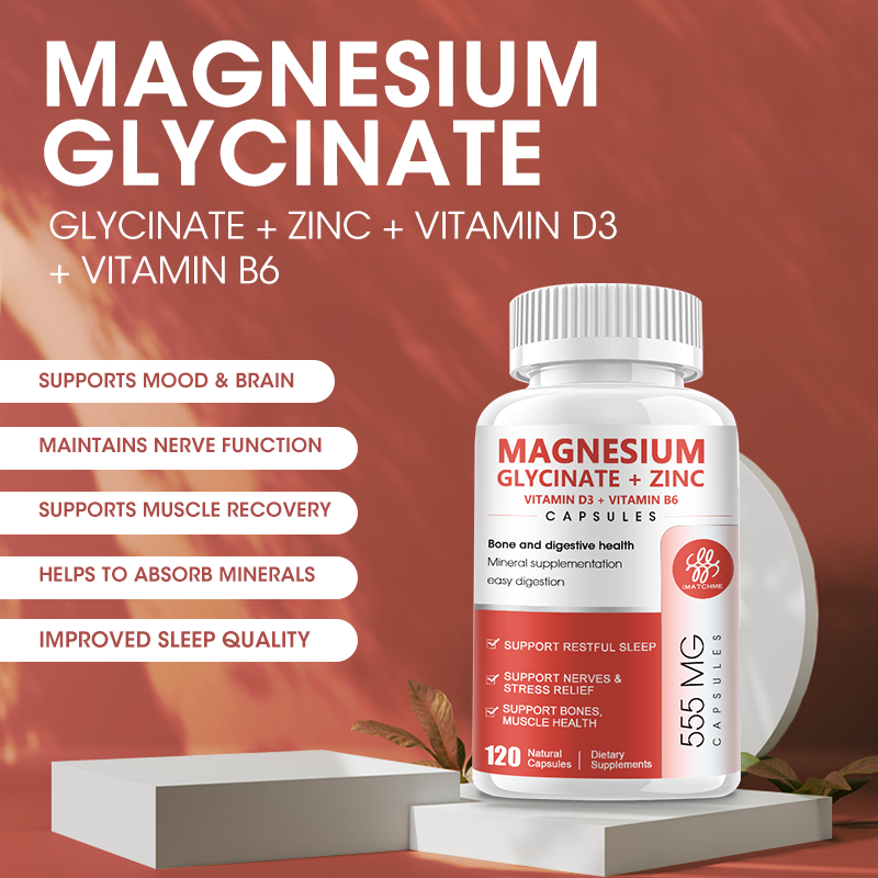 iMATCHME Magnesium Glycinate + Zinc Vitamin D3 B6 Heart Healthy Bone ...