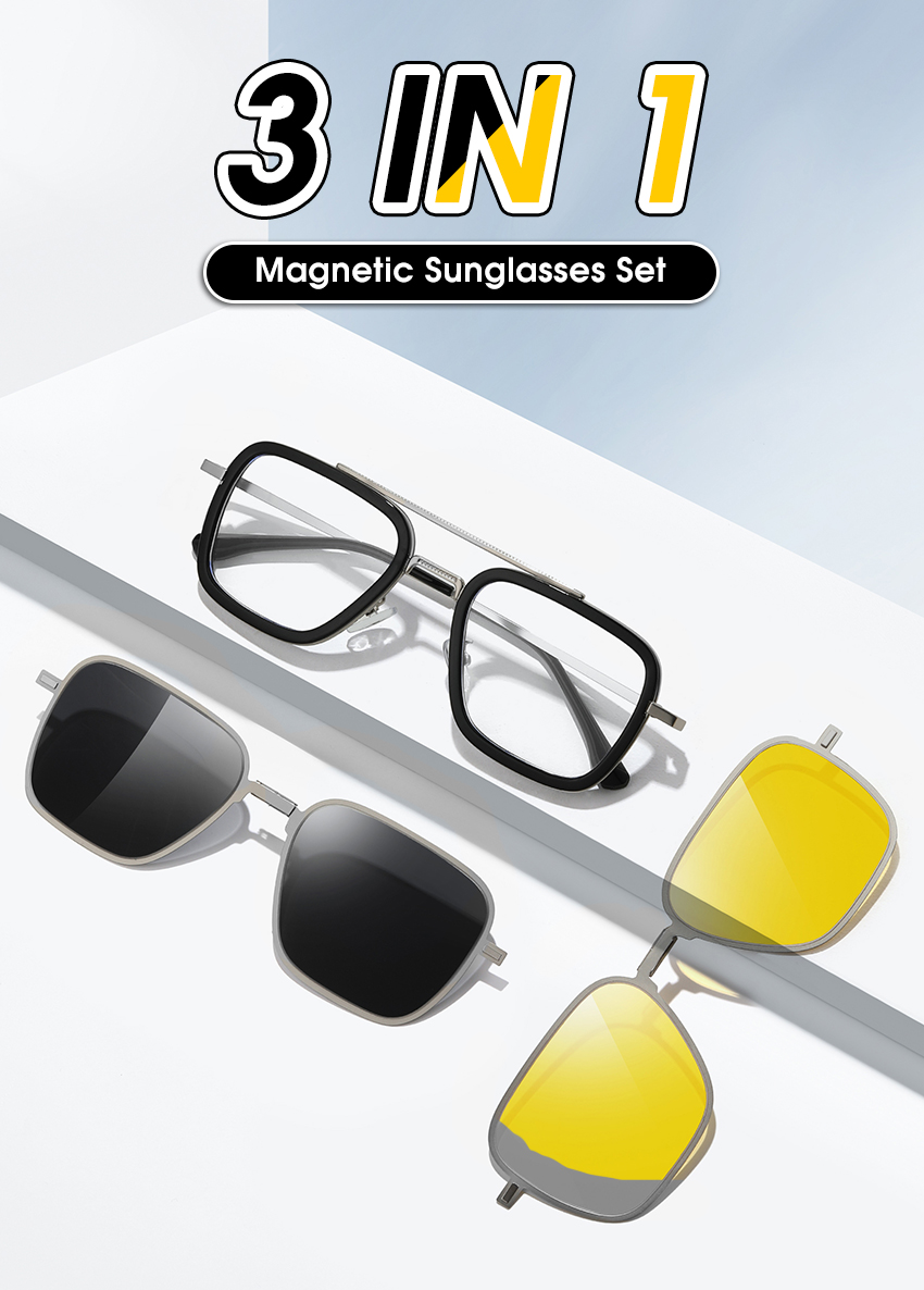 MENSPE 3 In 1 Sunglasses Men Polarized Sunglasses Night Vision Eyewear ...