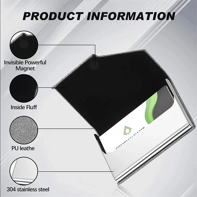 CUSTOM ENGRAVE Personalized PU Stainless Steel Business Card Holder ...