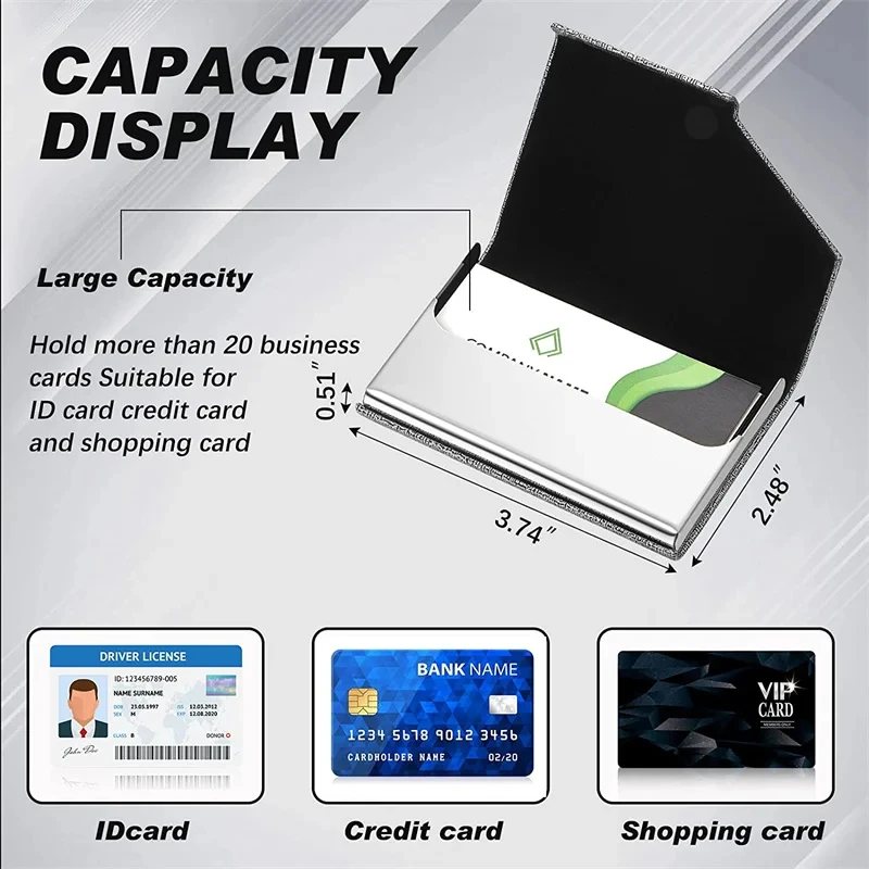CUSTOM ENGRAVE Personalized PU Stainless Steel Business Card Holder ...