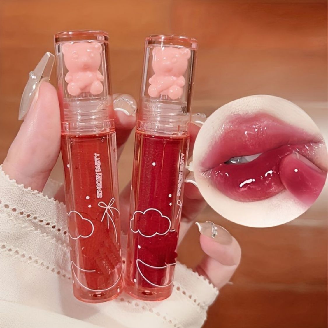 6 Colors Crystal Frozen Berry Bear Lip Glaze Cheap Makeup Lipstick ...