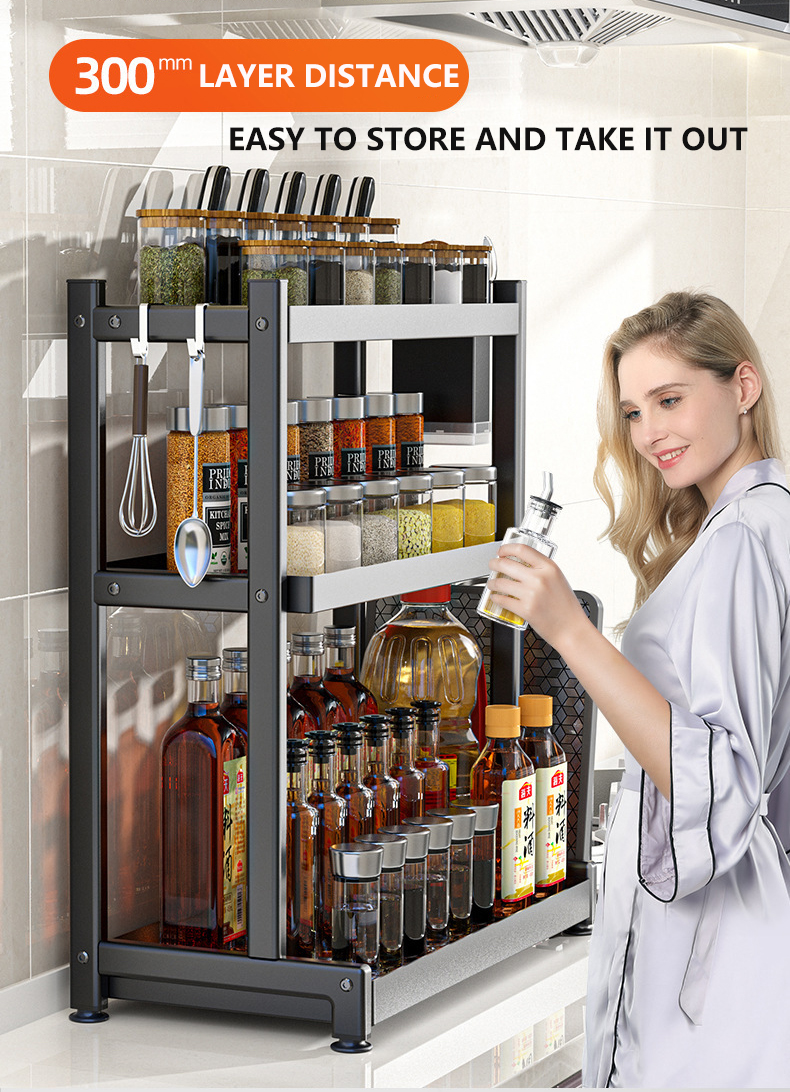 2/3Layers Kitchen Storage Rack Stainless Steel Seasoning Chopsticks ...