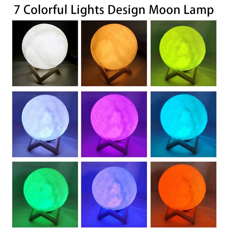 LED Moon Lamp - Battery-Powered Night Light with Stand, Starry Bedroom ...