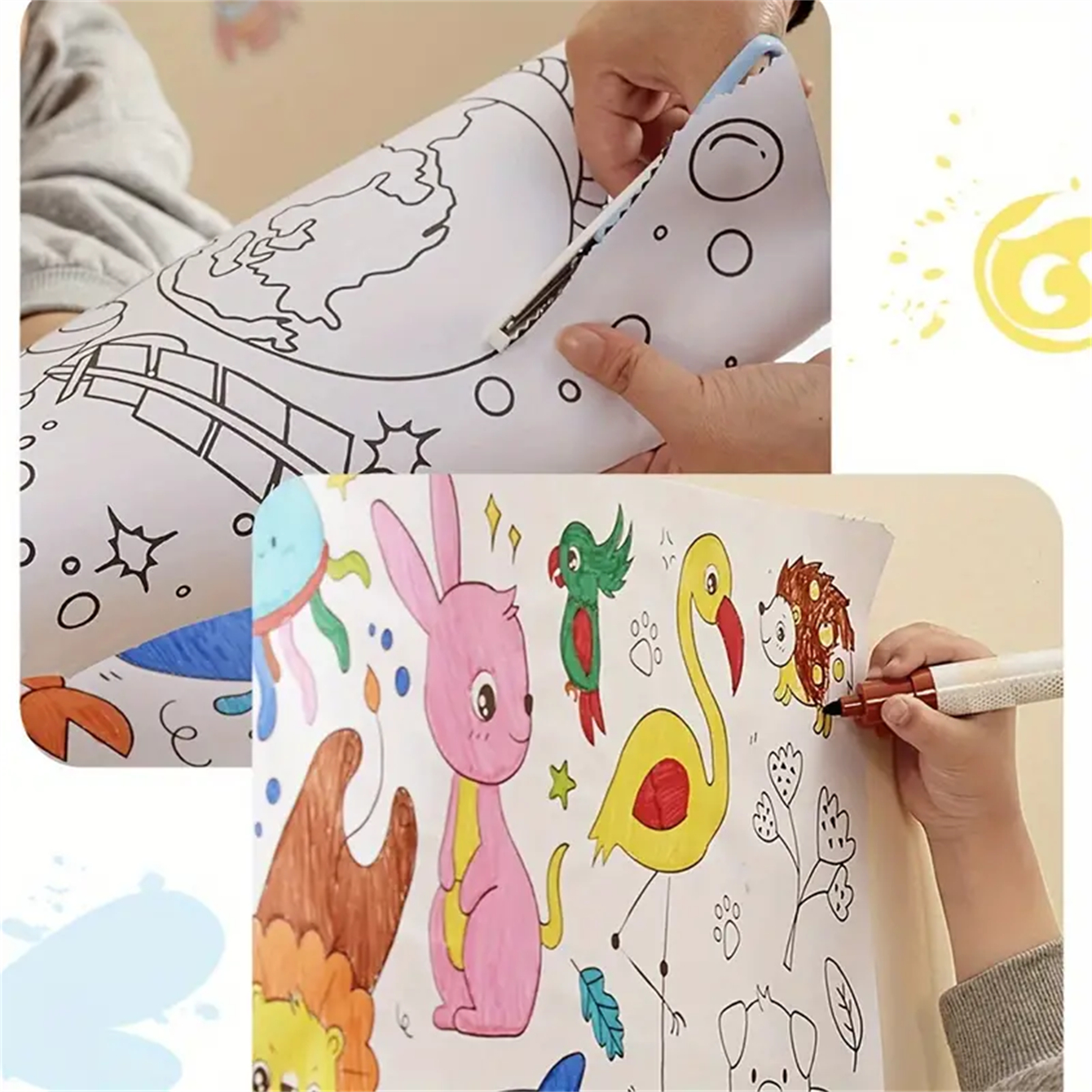 5 Styles Children's Graffiti Drawing Scrolls, Painting Paper Scroll DIY ...