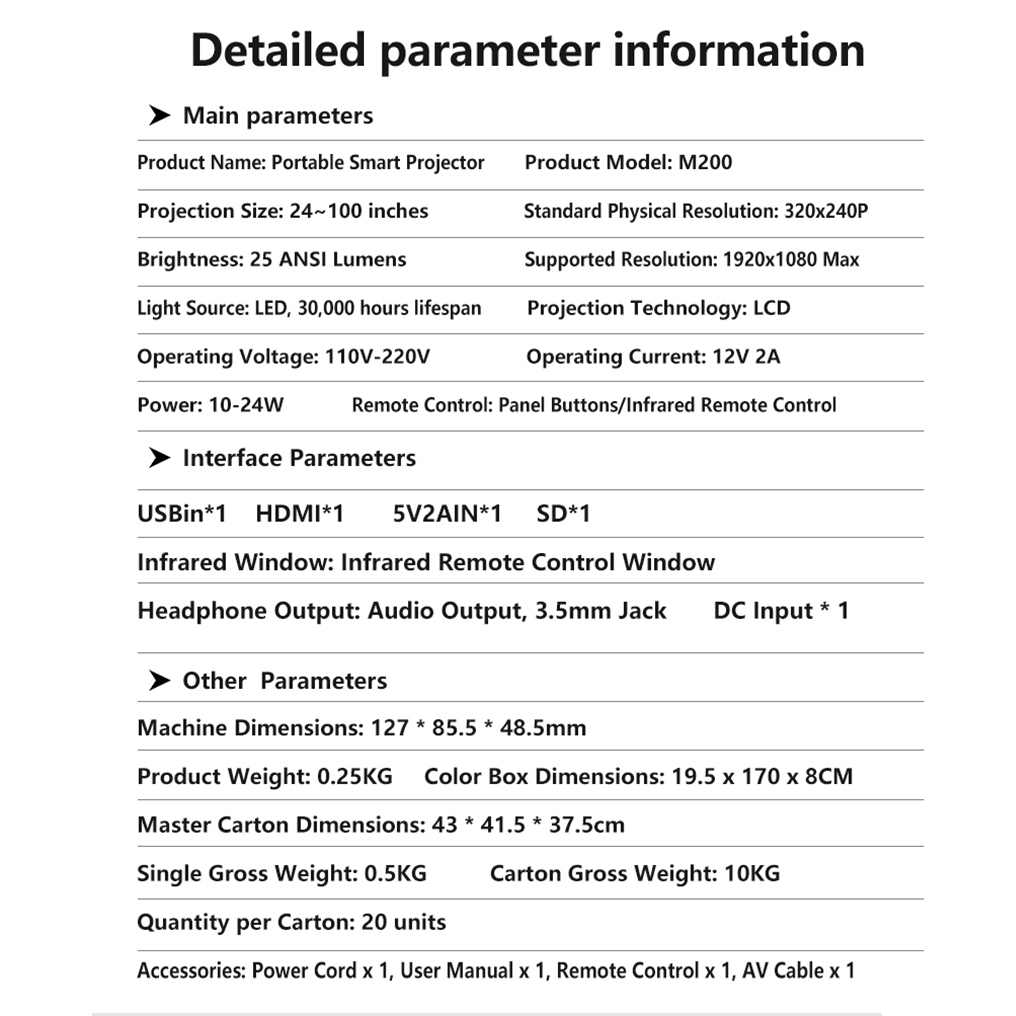 Mini Projector For Phone Small projector HDMI USB Laptop Wired ...