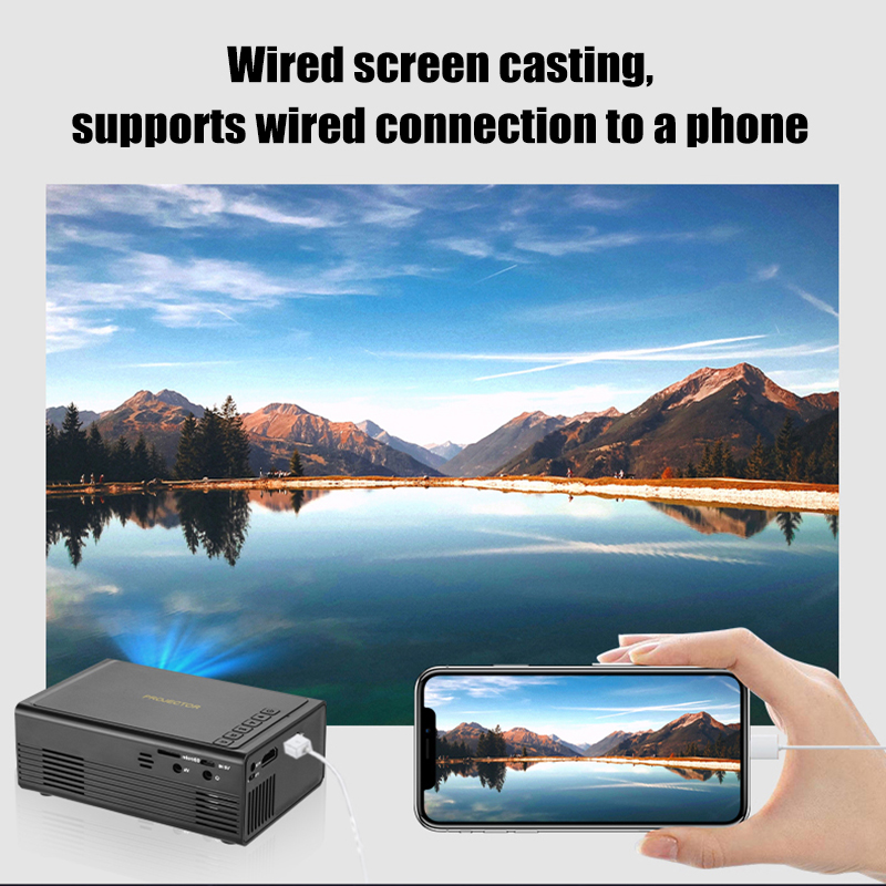 Mini Projector For Phone Small projector HDMI USB Laptop Wired ...