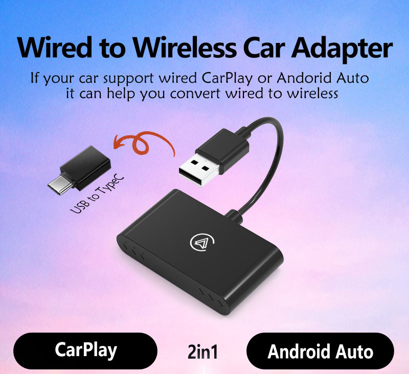 2 in1 Wireless CarPlay Box Wireless Android Auto Box For Car Radio with ...