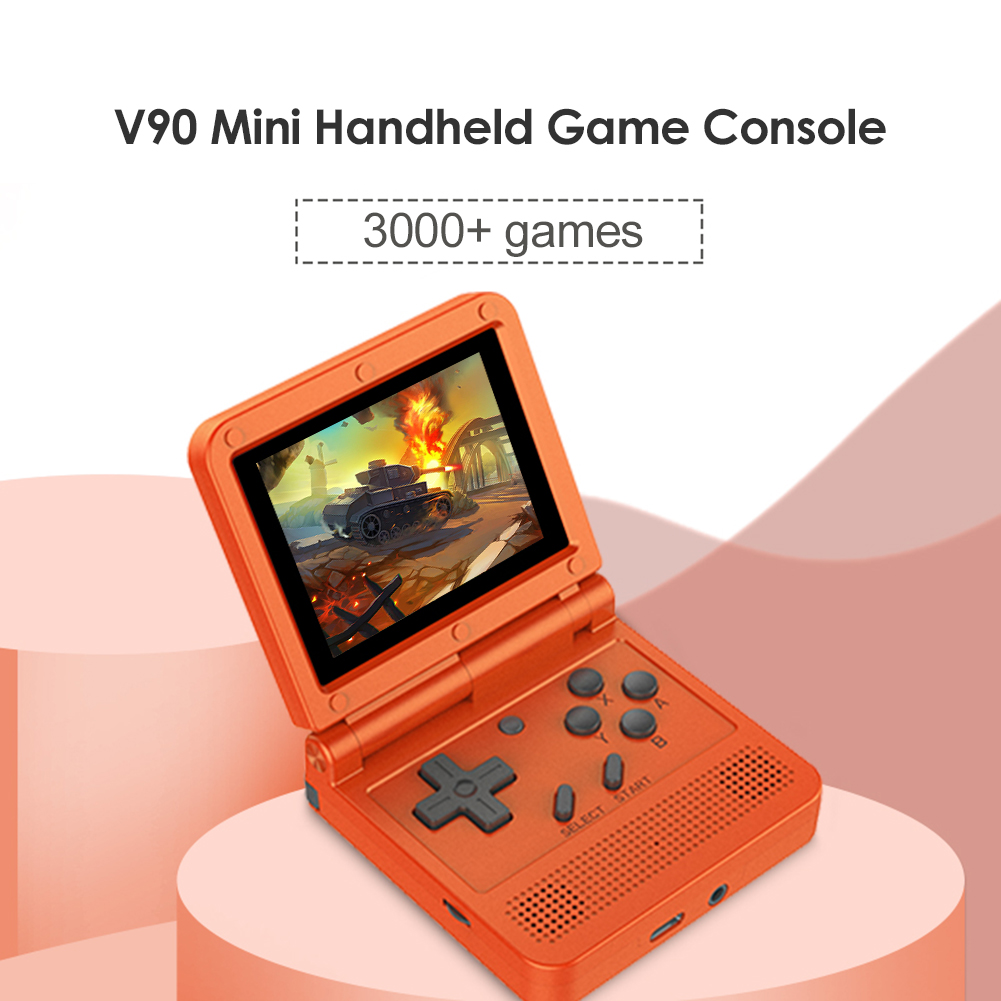 POWKIDDY v90 Black Version 3-Inch IPS Screen Flip Handheld Console Open ...