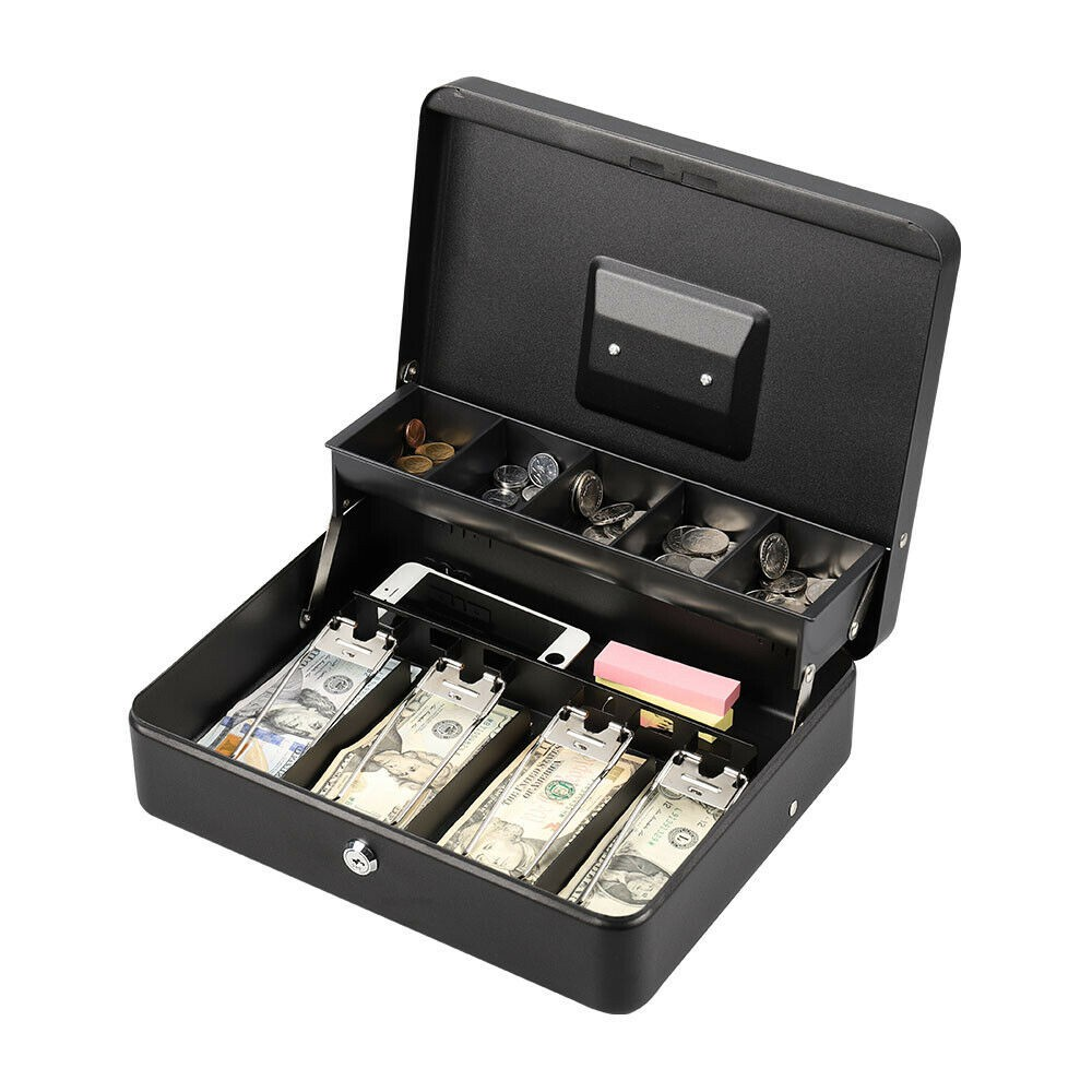Money Box Cashier Box Portable Handheld Compartment Tray Cash Lockable ...