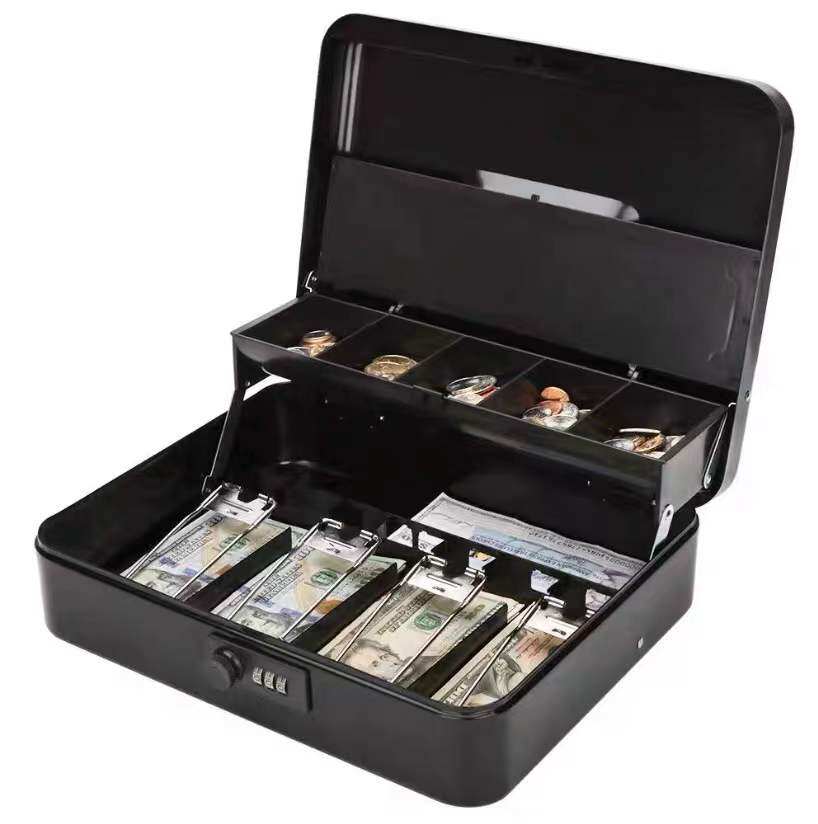 Money Box Cashier Box Portable Handheld Compartment Tray Cash Lockable ...