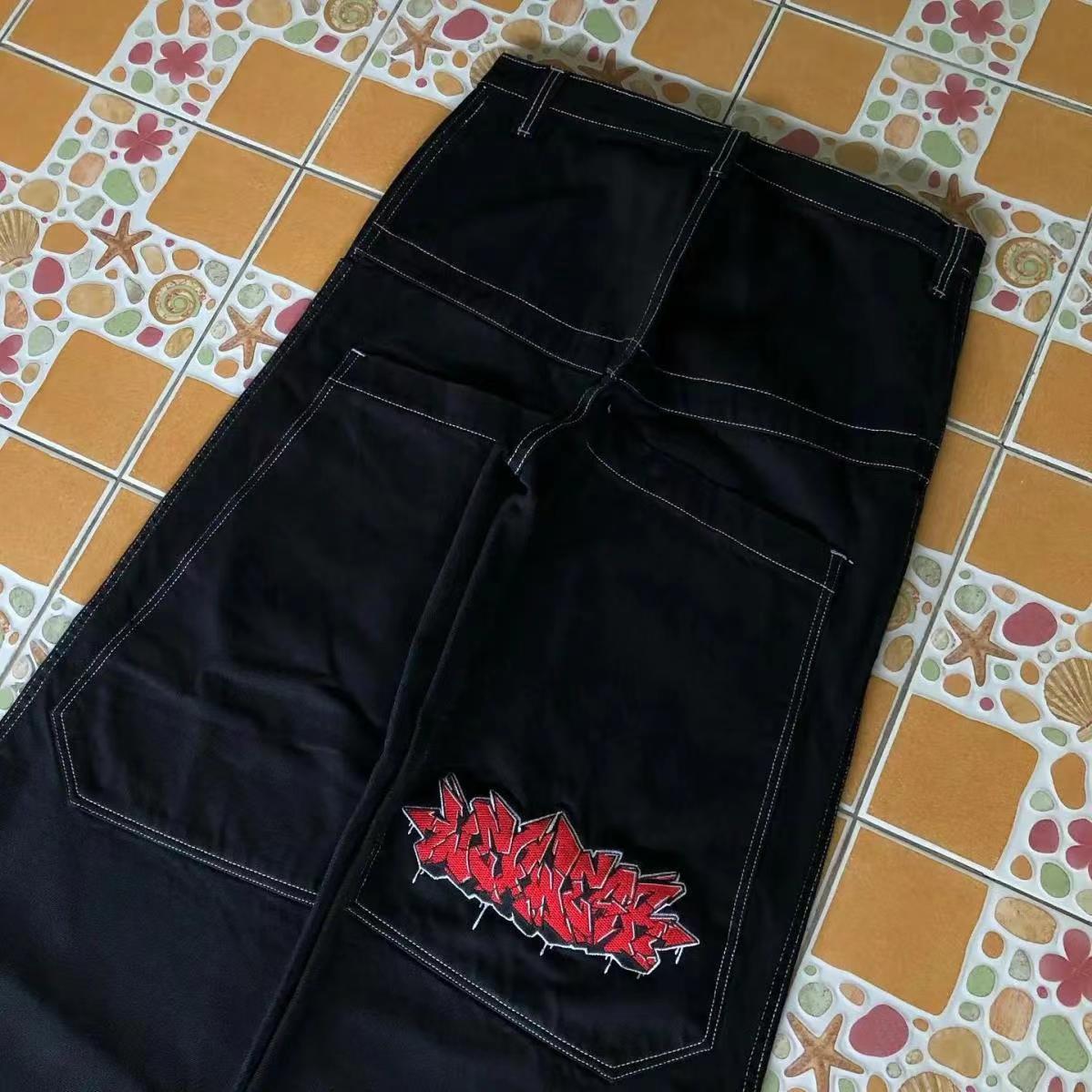 Y2k European American High Street JNCO Pattern Embroidered Jeans hiphop ...