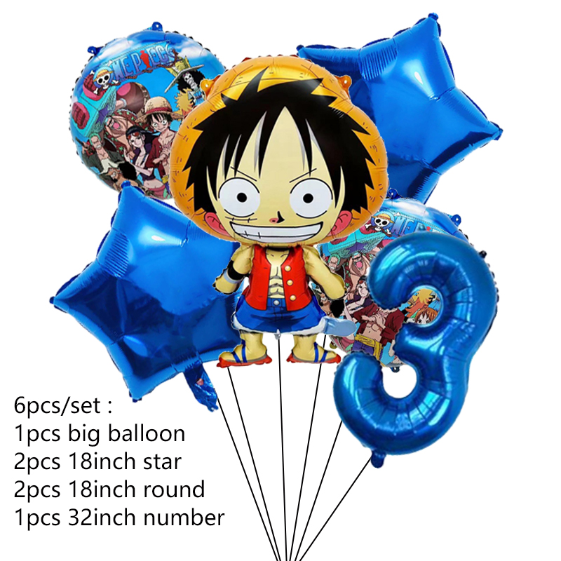 6pcs Anime ONE-PIECE Party Decoration ONE PIECEs Luffy Balloons Kit ...