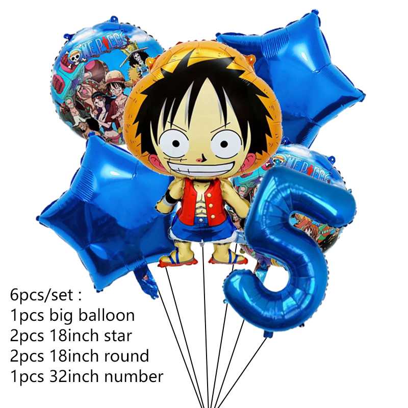 6pcs Anime ONE-PIECE Party Decoration ONE PIECEs Luffy Balloons Kit ...