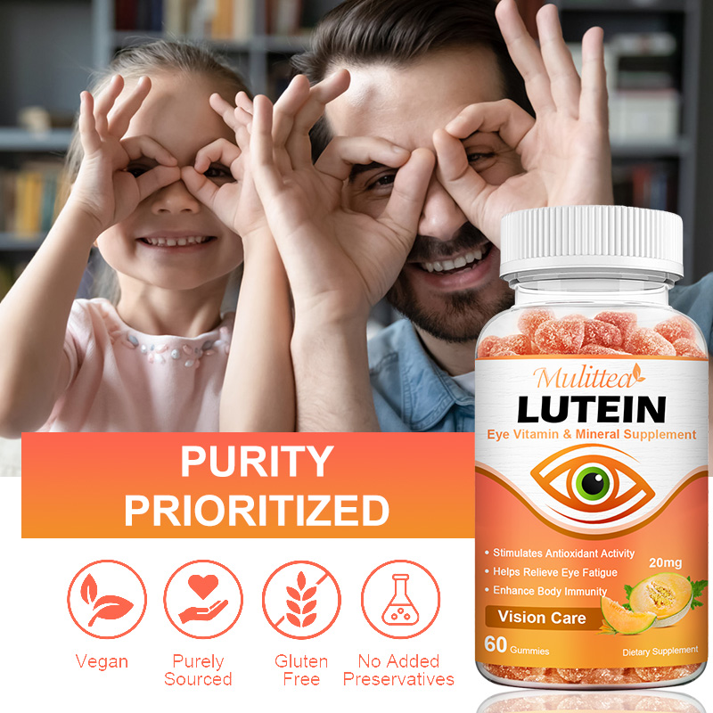 Mulittea Lutein Gummies Eye Vitamin & Mineral Supplement Stimulates ...