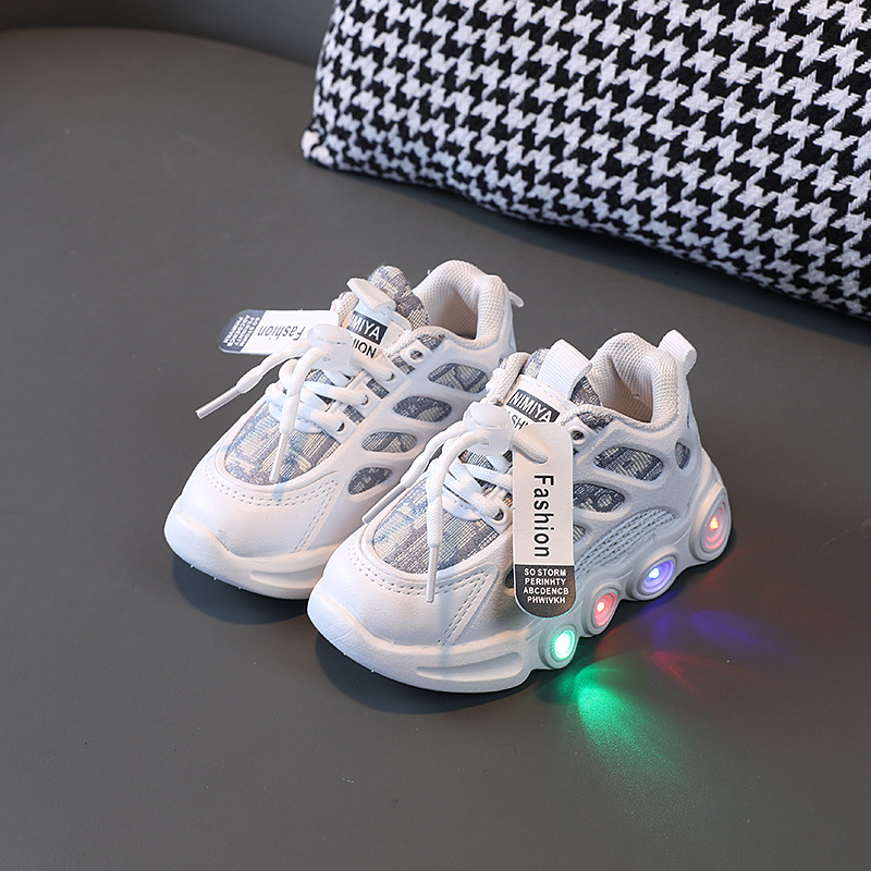 YZBZCJ LED fashion sneakers children's alphabet webbing mesh breathable ...