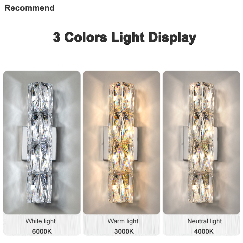 Wall Lights Minimalist LED Crystal Wall Light Gold Chrome Stainless ...