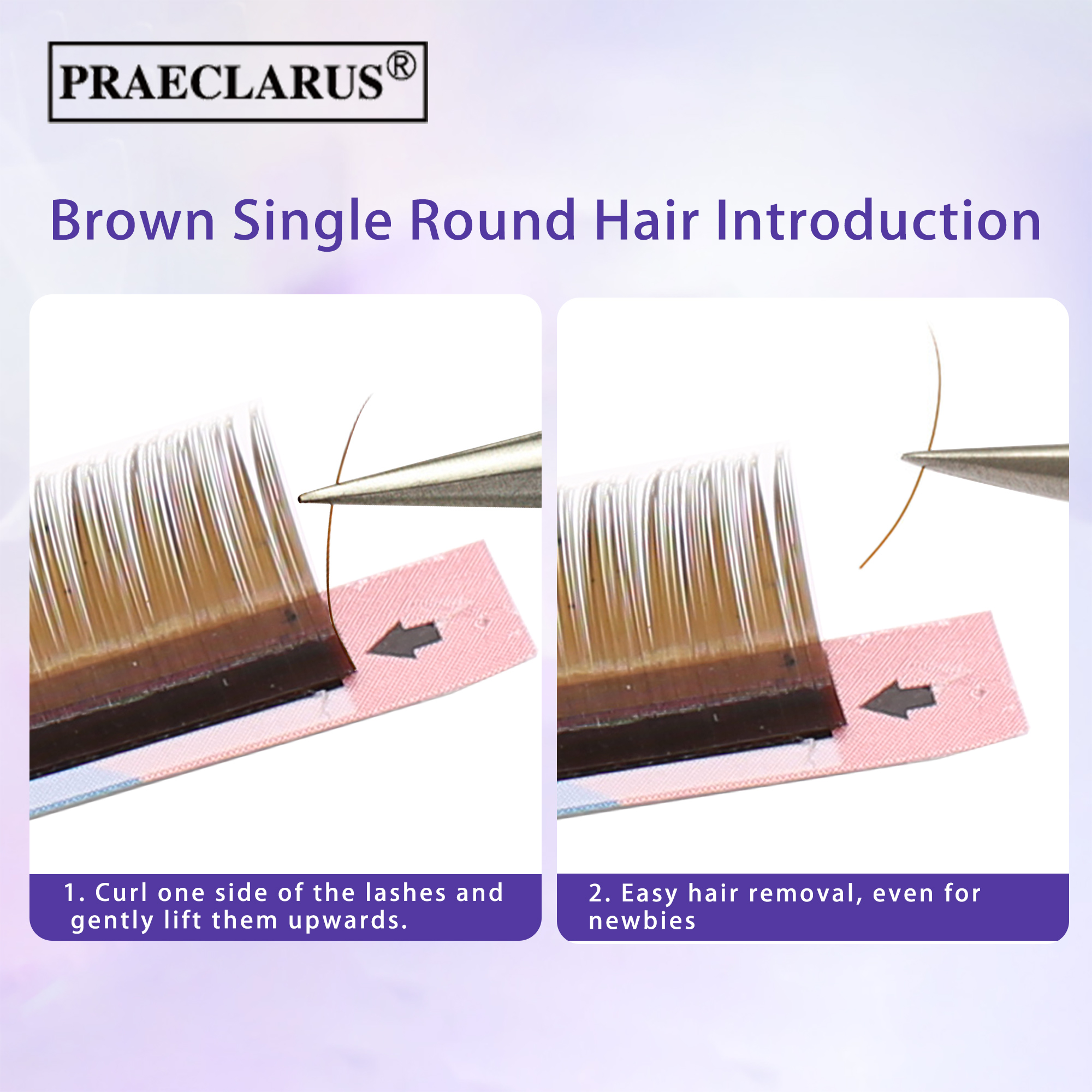 PRAECLARUS Classic Round Eyelash Extension Brown Color Thickness0.07mm ...