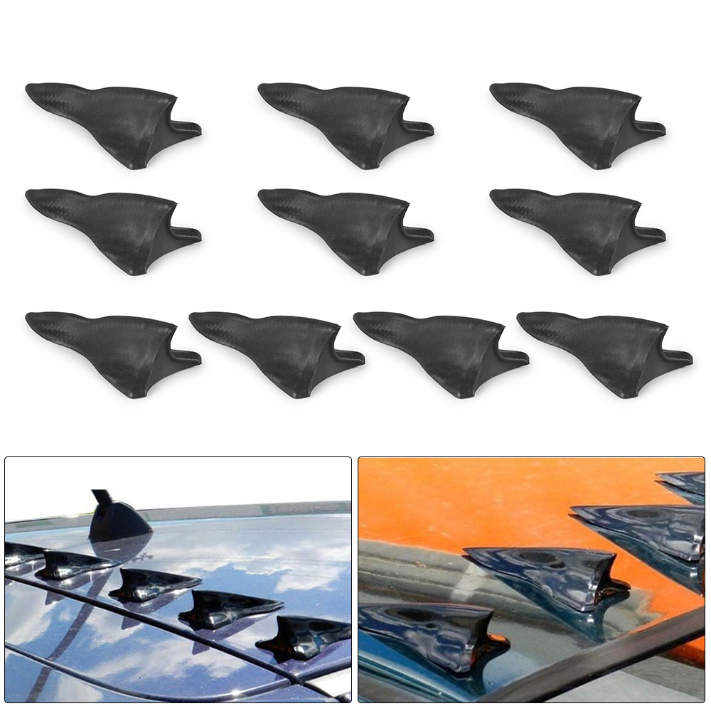 10pcs/Set EVO-Style Carbon Fiber Sticker Rear Roof Bumper Shark Fins ...
