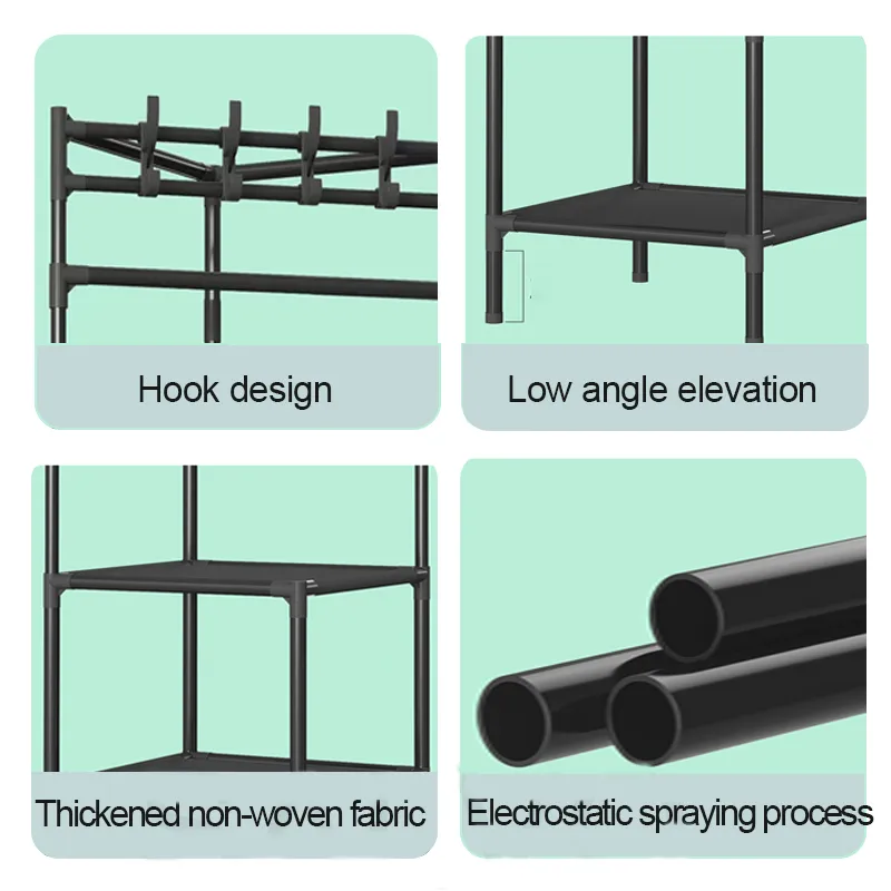 3 Layer Clothes Rack Simple Home Clothes Rack Rak Garis Clothes ...