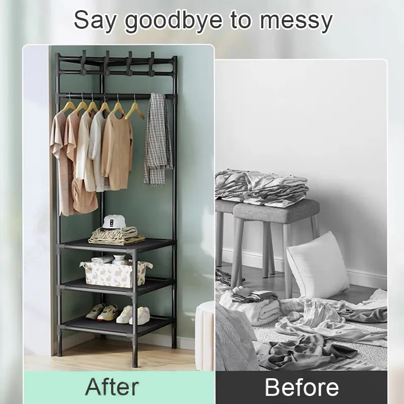 3 Layer Clothes Rack Simple Home Clothes Rack Rak Garis Clothes ...