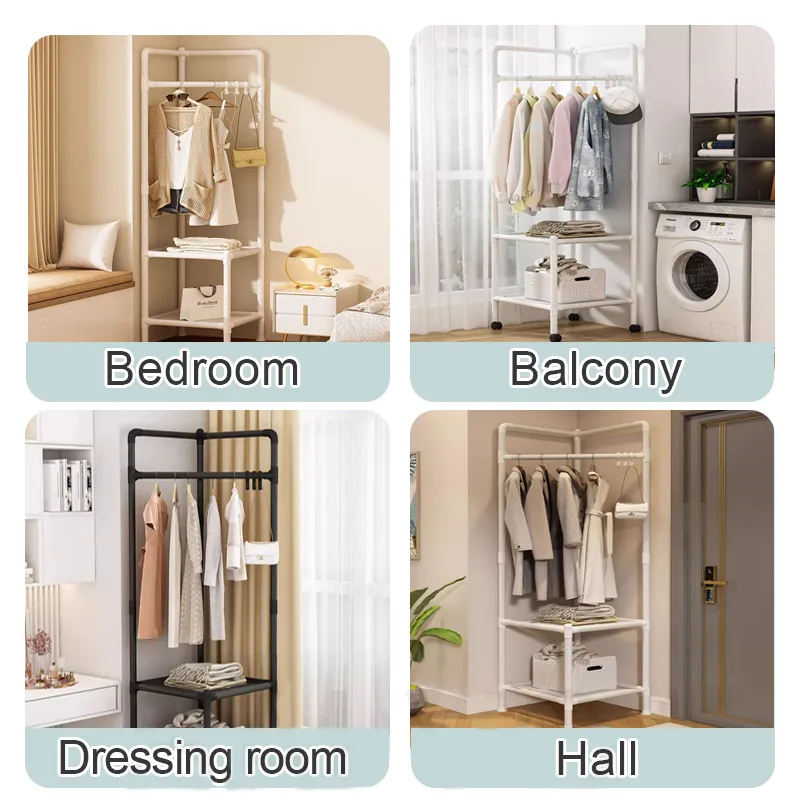 3 Layer Clothes Rack Simple Home Clothes Rack Rak Garis Clothes ...