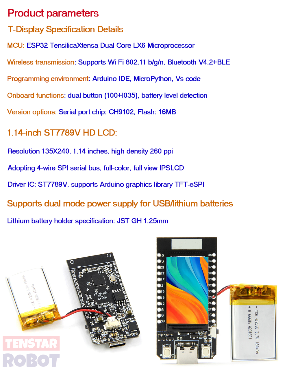 Ttgo T-Display ESP32 CH9102F 16MB WiFi and Bluetooth Module Development ...