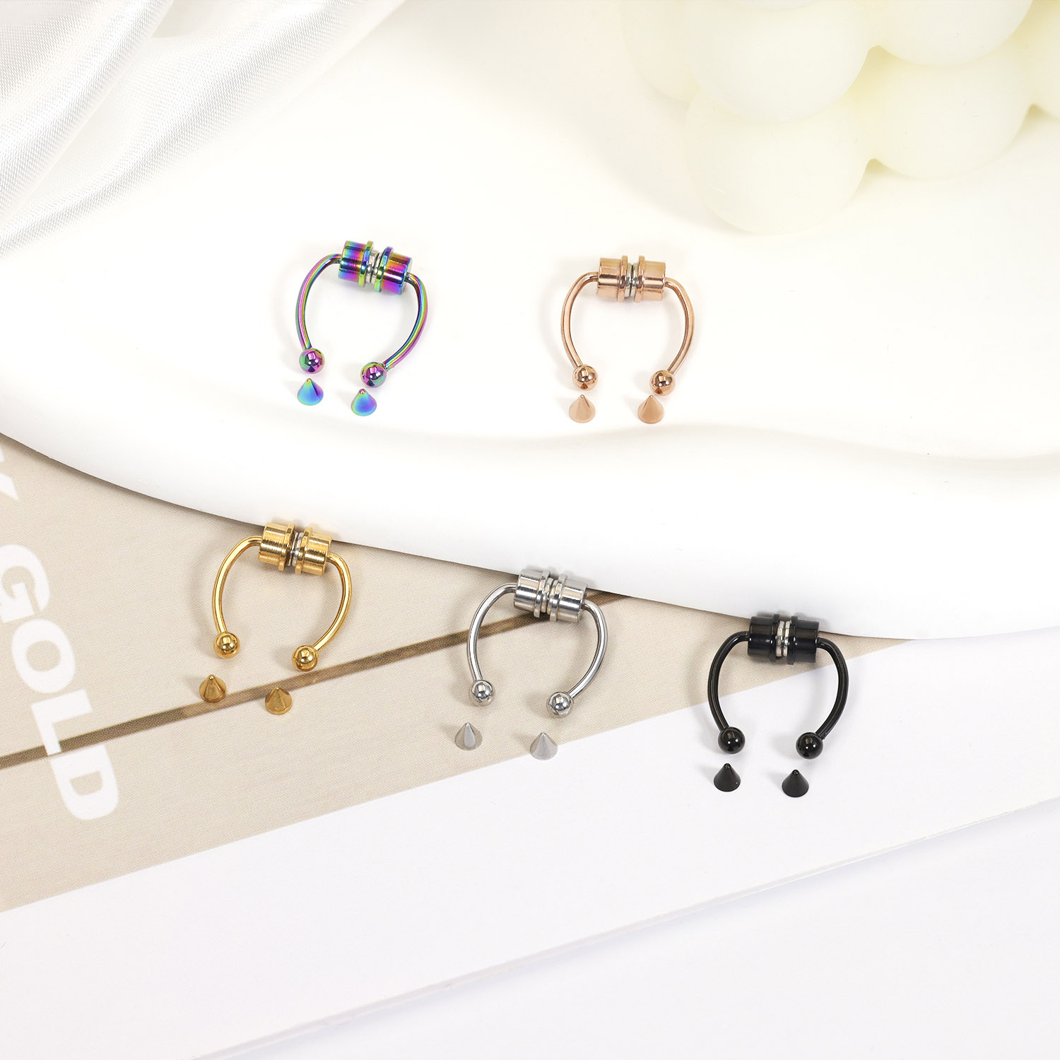 2Pcs/Set Magnetic Septum Nose Rings No Pierced, Fake Septum Ring Fake ...