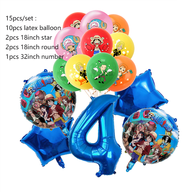 15pcs ONE-PIECE Children's Birthday Party Decoration Latex Aluminum ...