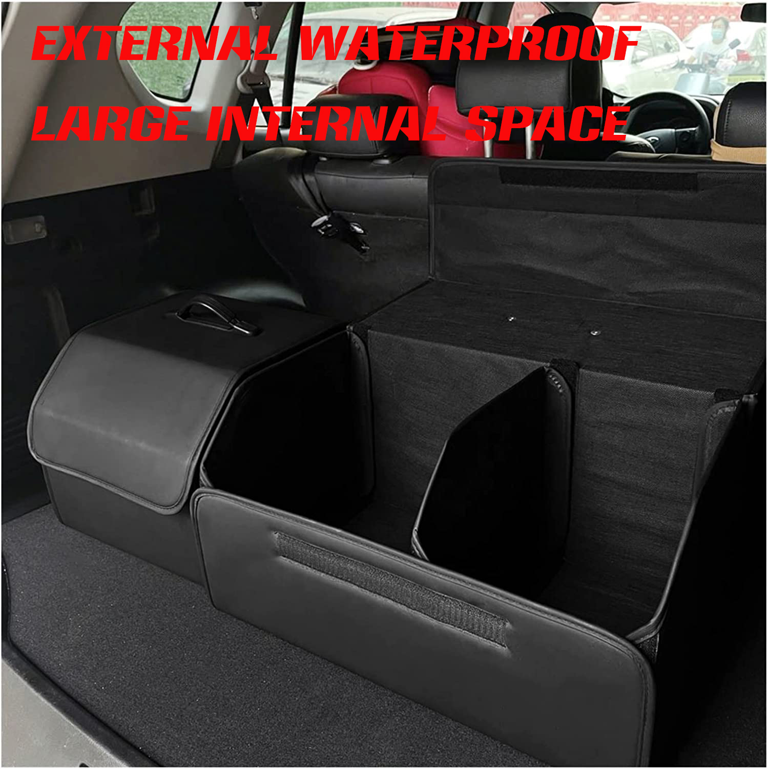 AOLA Carbon Fiber Car Storage Box PU Leather High Capacity Auto ...