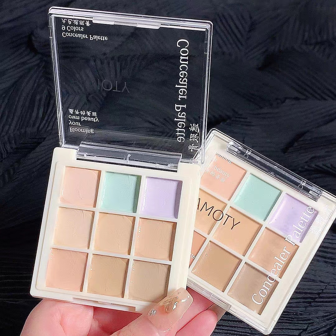 9 Colors Concealer Palette Covers Acne Marks Dark Circles Tear Trough ...