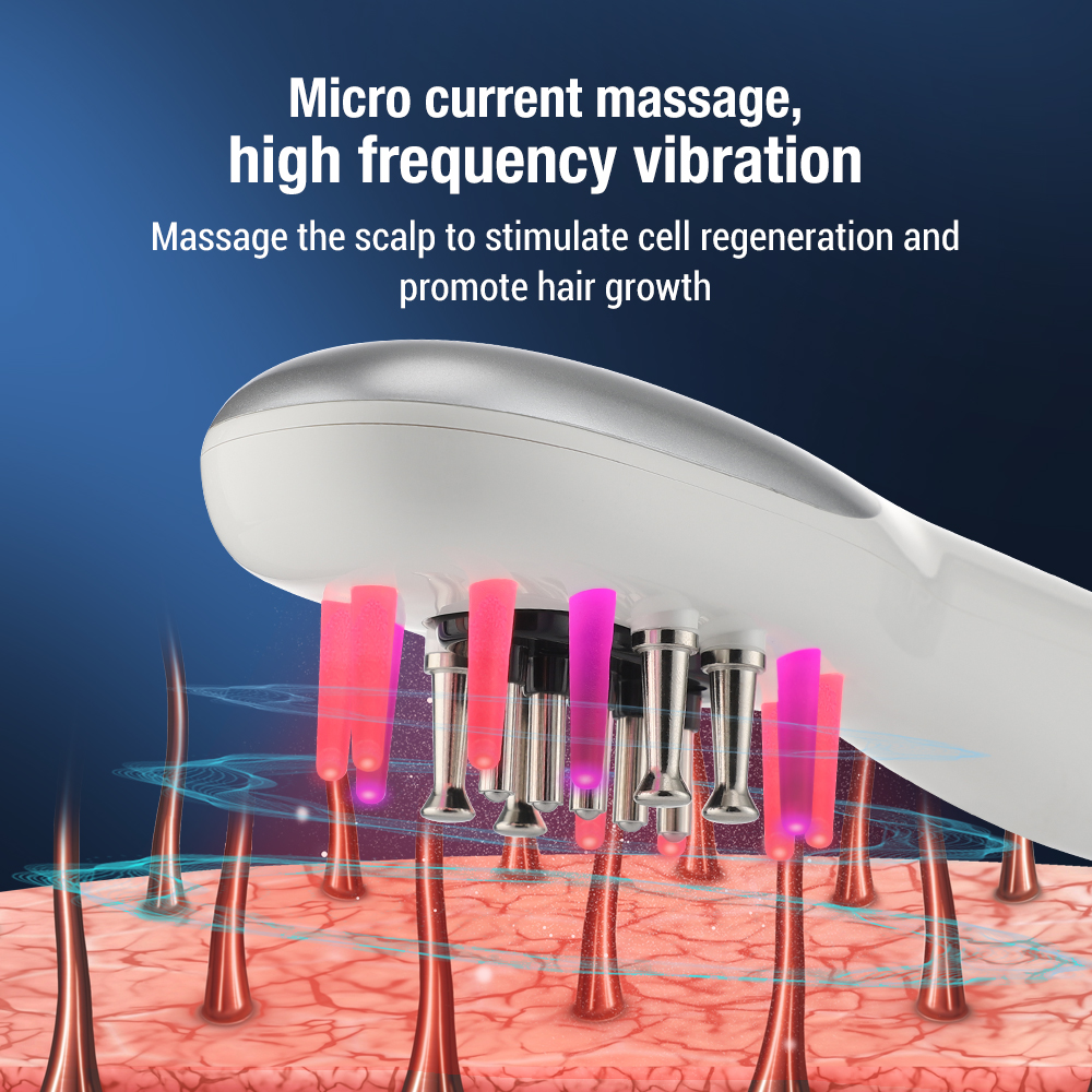 Wkouer RF Hair Growth Comb Scalp Massager Red Blue light Therapy Micro ...
