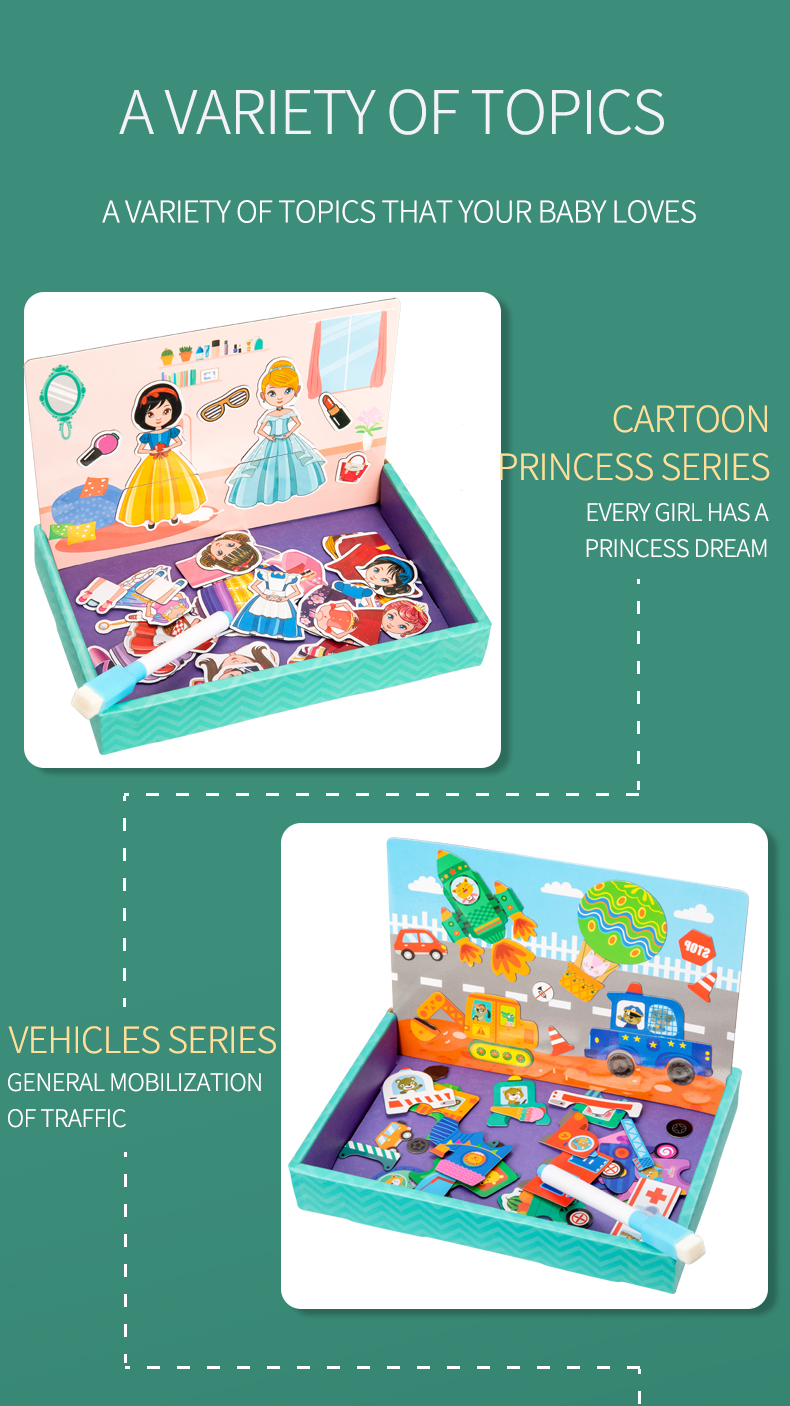 TEMI Magnetic Puzzle Game Toy Board Box Educational Learning Toy Dress ...