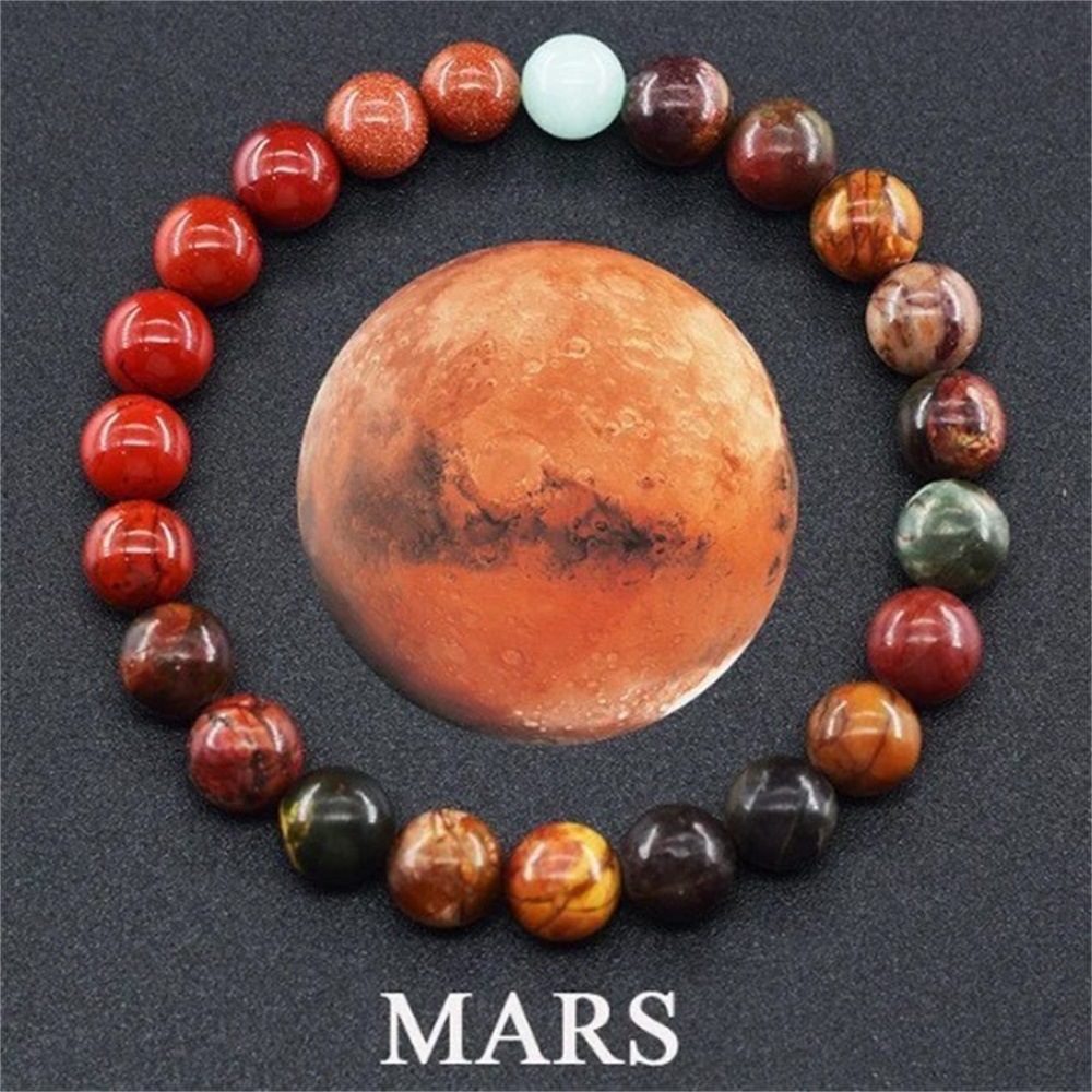 Natural Stone Solar System 8 Planets Stretch Bead Bracelet Unisex ...