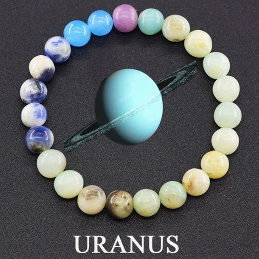 Natural Stone Solar System 8 Planets Stretch Bead Bracelet Unisex ...