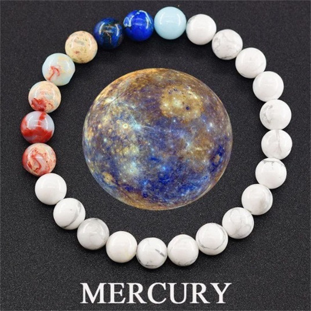 Natural Stone Solar System 8 Planets Stretch Bead Bracelet Unisex ...