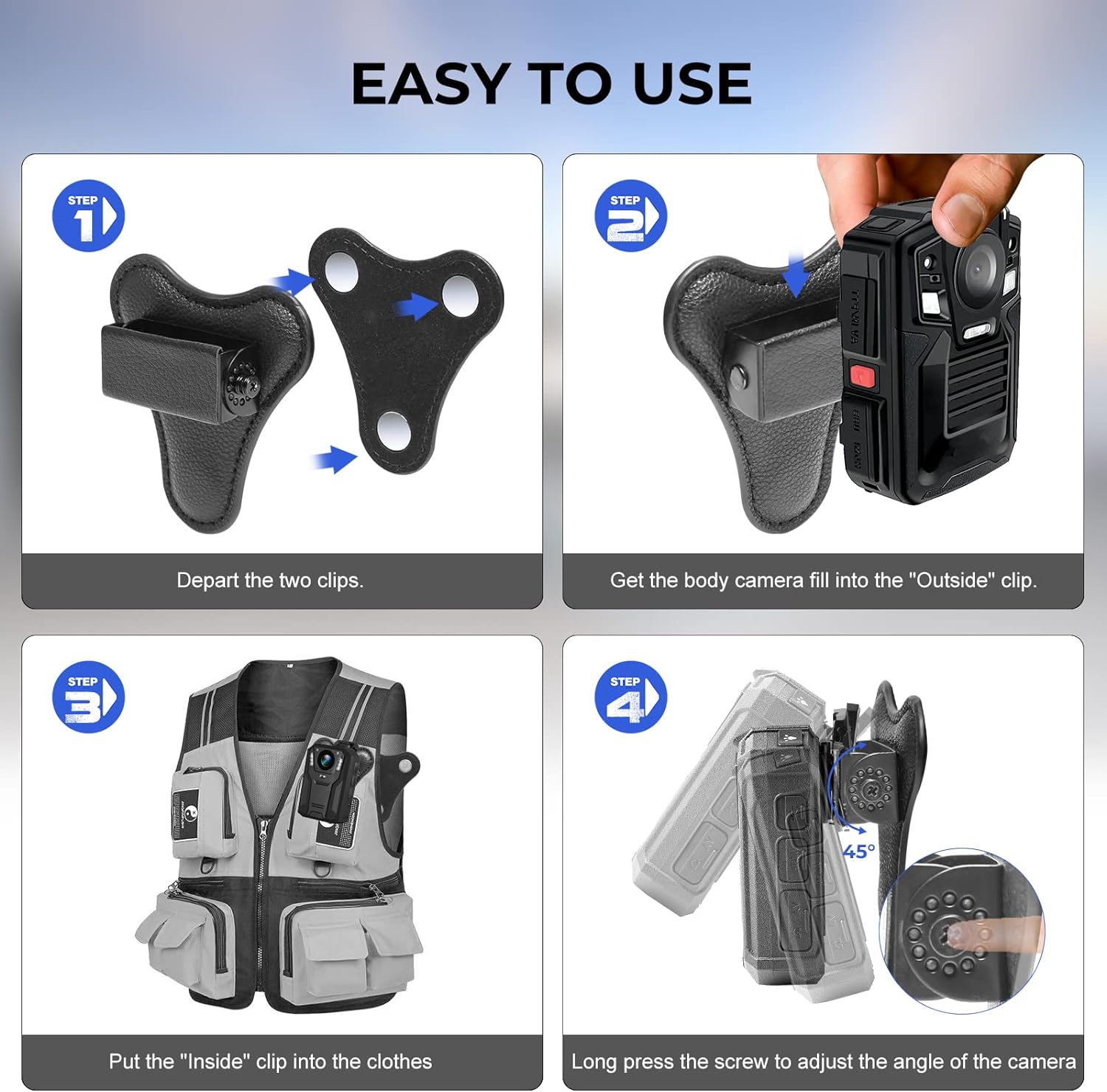 Body Camera Mount, Universal Magnetic Suction Back Clip with 6pcs ...